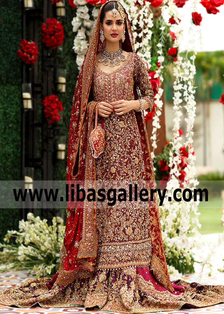 Red Bridal Gharara Farah talib Aziz Red Bridal Gharara Collection ...