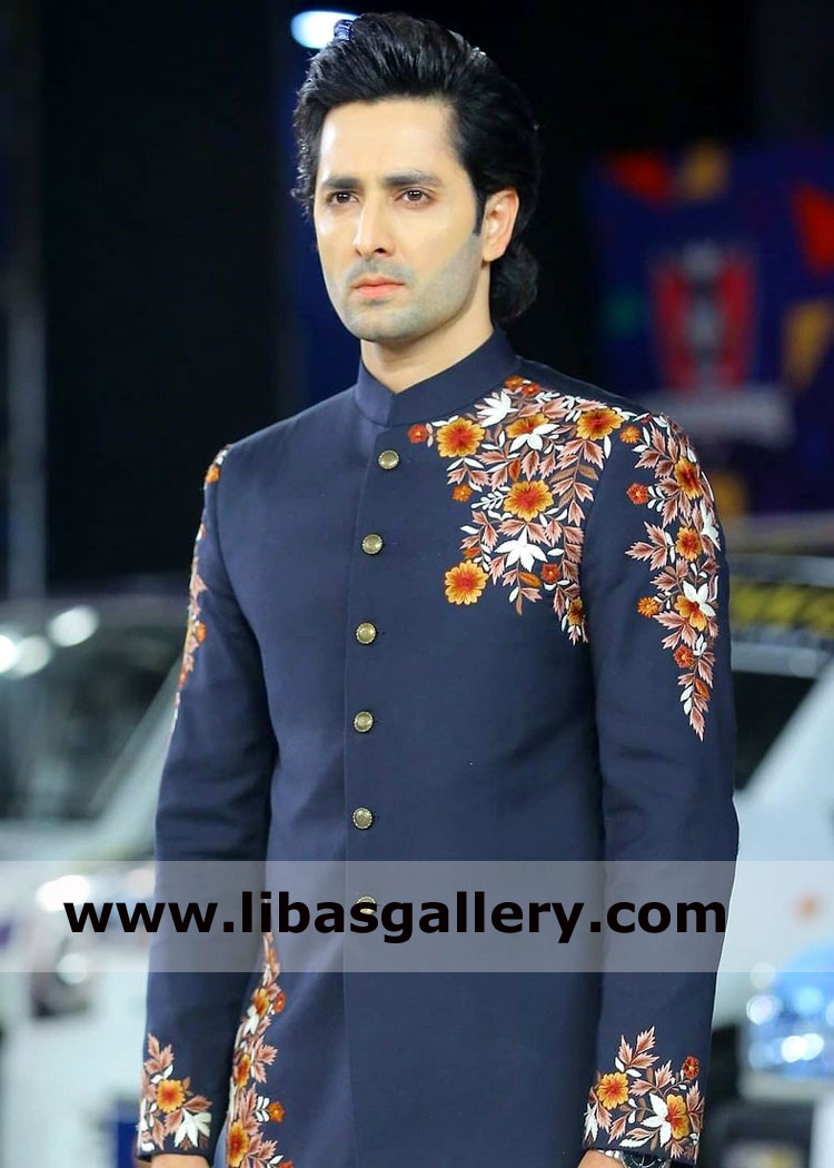 actor danish taimoor wearing dark blue prince coat multi color ...